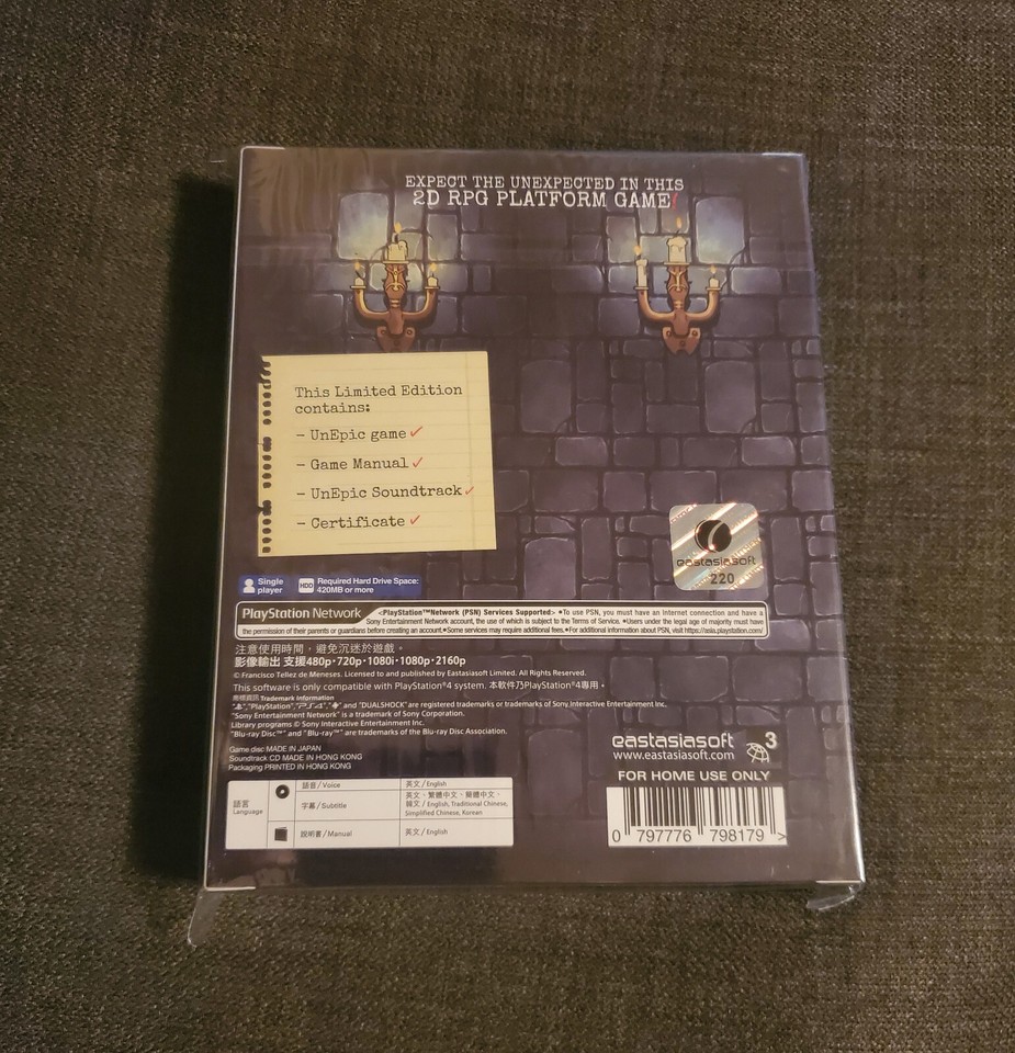PS4 UnEpic Limited Edition NEW Playstation 4 ps4 game SEALED ULTRA RARE ...