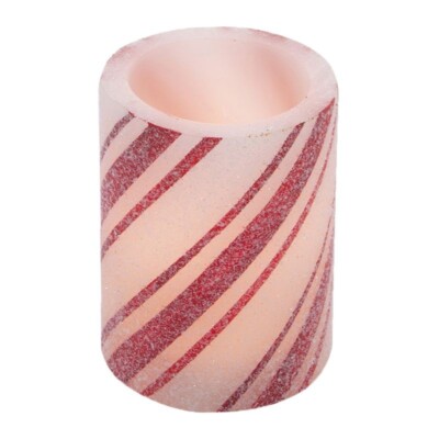 Primitive CANDY CANE Candle Pillar Glittered LED Timer 4"x 3" | eBay