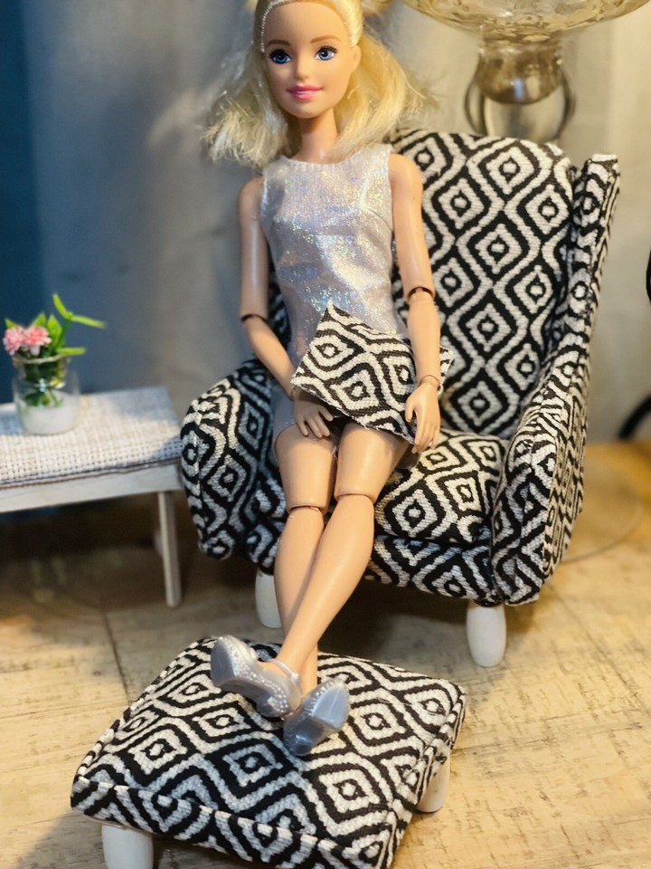 Chair And Ottoman, barbie -style handmade furniture, 1/6th Scale | eBay