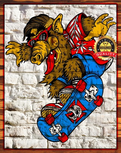 Alf - Skateboard Shredding - Wall Graffiti - Rare - Metal Sign 11 x 14 ...