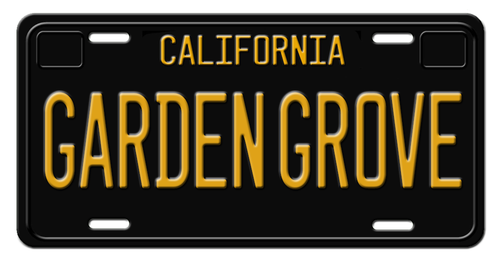 GARDEN GROVE Black California Vanity Novelty Aluminum License Plate Tag ...