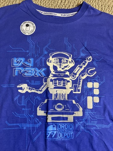 NEW NWT Disney Galaxys Edge Droid Depot DJ Rex Blue Shirt Large | eBay