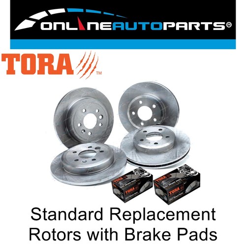FULL SET Front & Rear Disc Rotors + Brake Pads for Ford Falcon BA BF FG ...