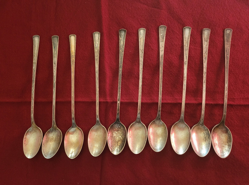 NICE Ornate Lot of 10 SILVERPLATE Silverware TEA SPOON Arts / Crafts R ...