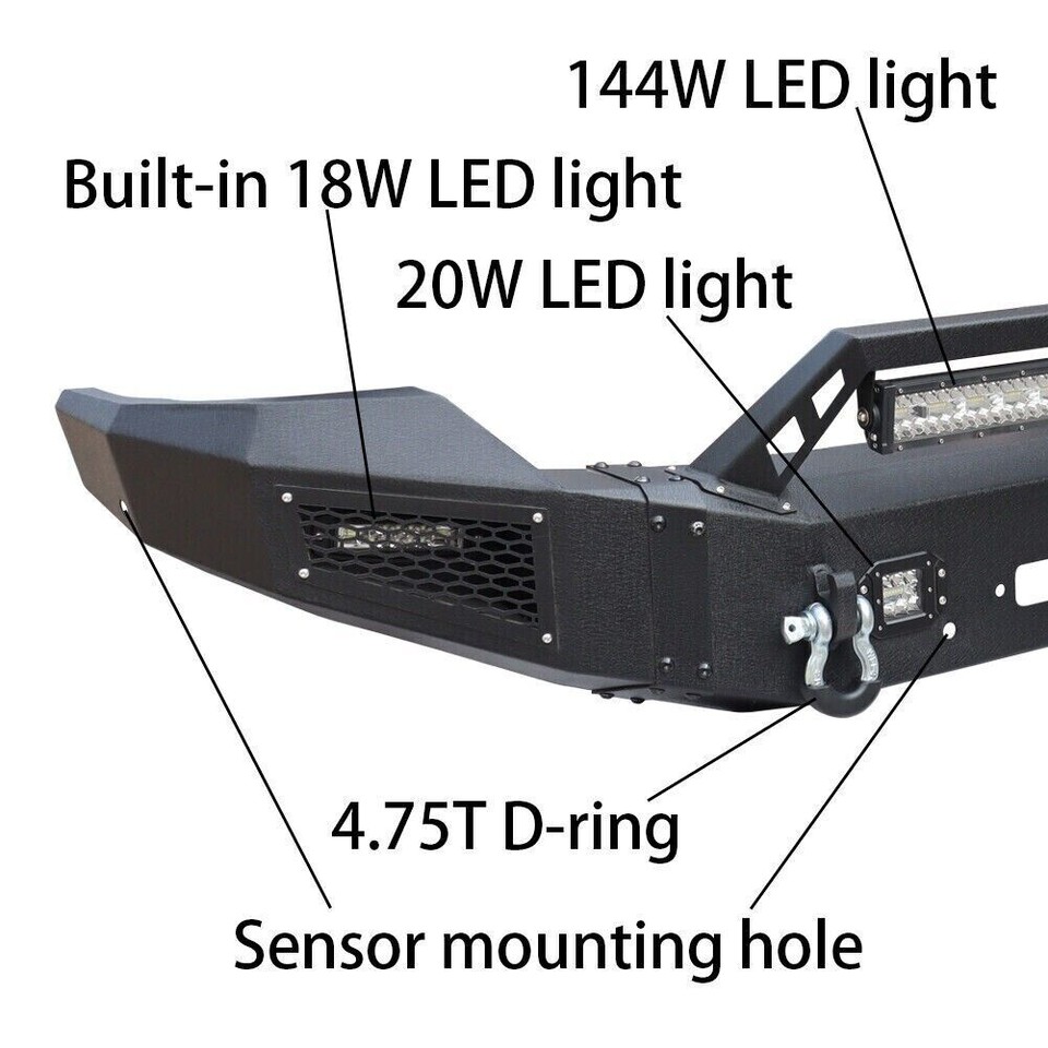 MST Front Bumper W/Winch Plate&LED Lights For 11-16 Ford F250-F550 ...