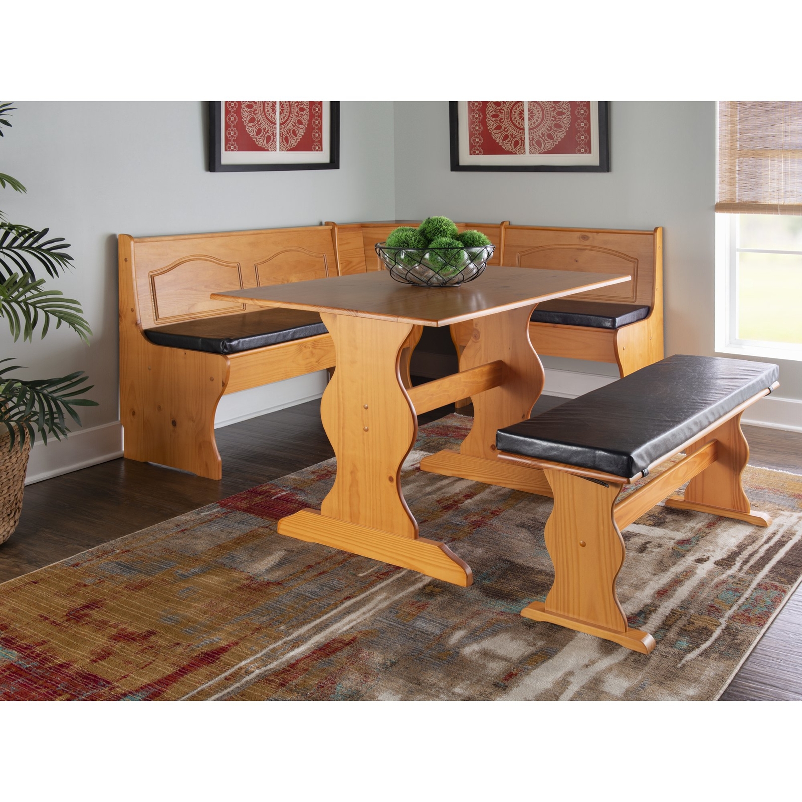 Dark Brown Black PVC 4 pc Nook Cushion Set Corner Bench Booth Dining ...