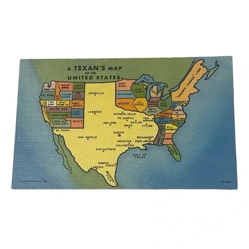 Postcard A Texans Map of the United States Humor Linen B465 | eBay
