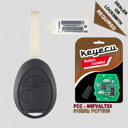 Replacement Remote Key Fob 315Mhz ID73 for 2002 2003 2004 2005 BMW Mini ...
