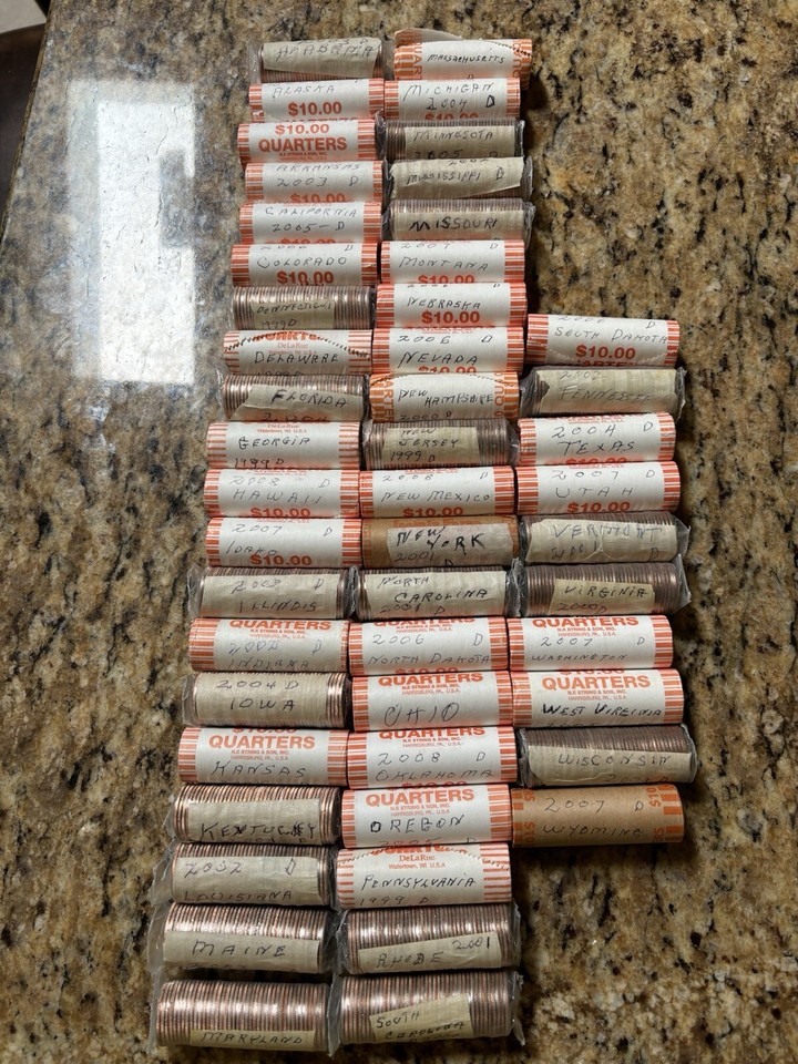 Statehood Quarter Rolls Complete Set 50 Rolls D Mint 1999-2008 ...