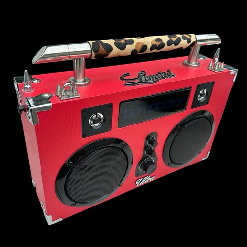 BUMPBOXX ULTRA Red Bluetooth Custom Boombox Speaker Leopard Print ...