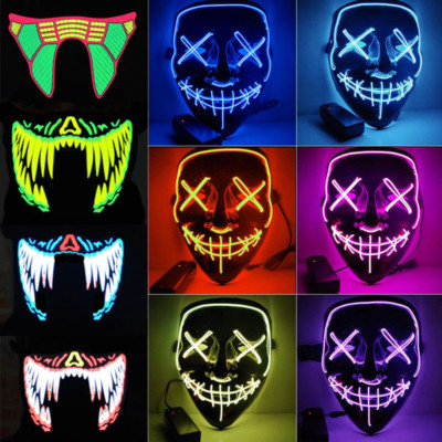 Jacket Light Up 3 Modes Halloween LED Glow Mask EL Wire Light Up The ...
