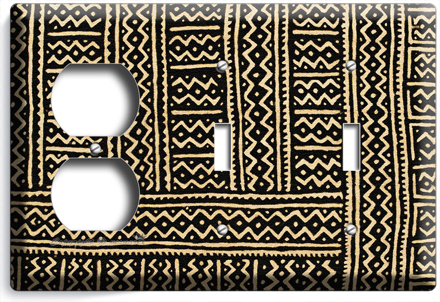 AFRICAN TRIBAL MUD CLOTH STYLE LIGHT SWITCH OUTLET WALL PLATE FOLK ART ...
