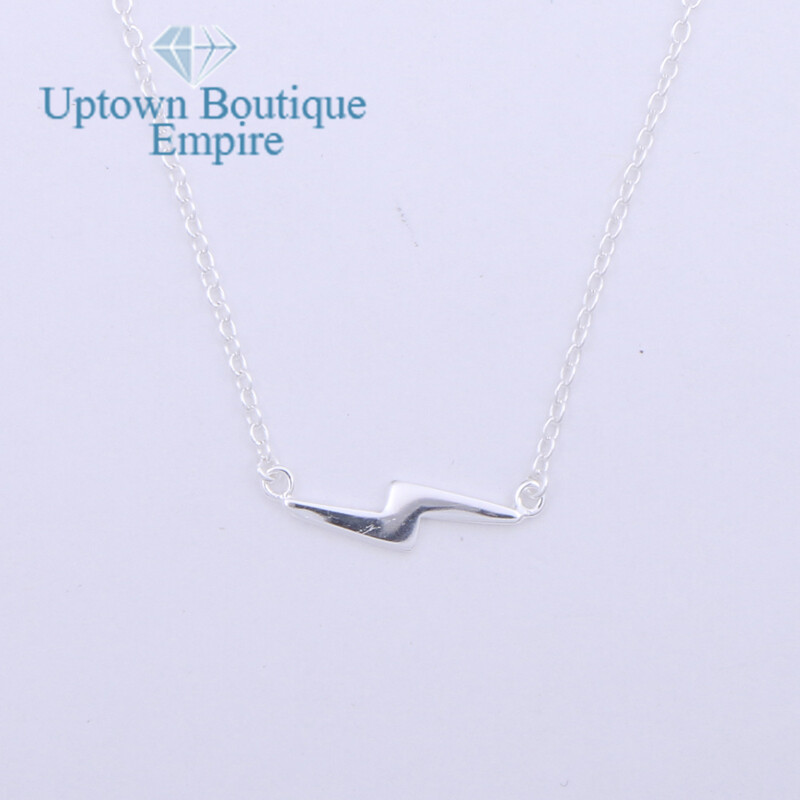 925 Sterling Silver Sideway Thunder Lightning Bolt Flash Pendant ...