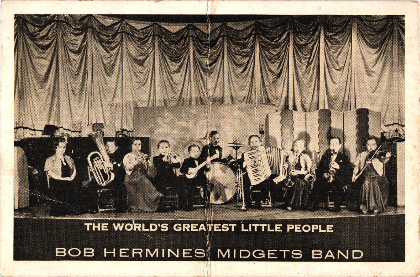 Bob Hermines Midgets Band NY World's Fair Postcard 1939 Little People ...
