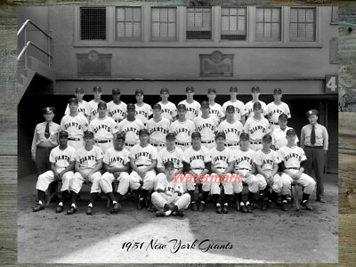 MLB 1951 New York Giants Team Picture Black & White 8 X 10 Photo ...