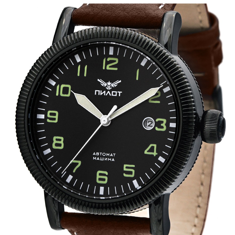 Pilot Fighter WW2 Retro 43mm Automatic Military Pilot Watch 8215 ...