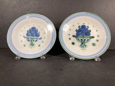 2 M. A. Hadley Plates/Stoneware 9” ‘Blueberry Bouquet’ | eBay