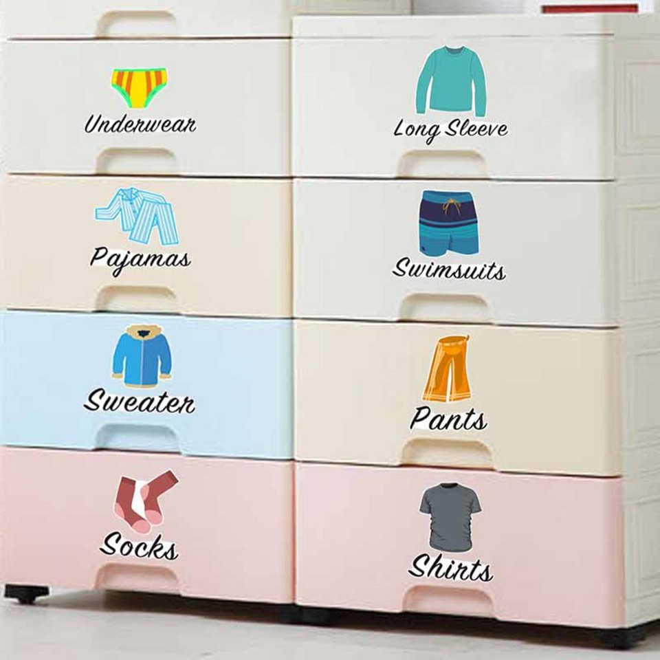 Clothing Decal Pvc Self- Adhesive Sticker Classification Label Wardrobe ...