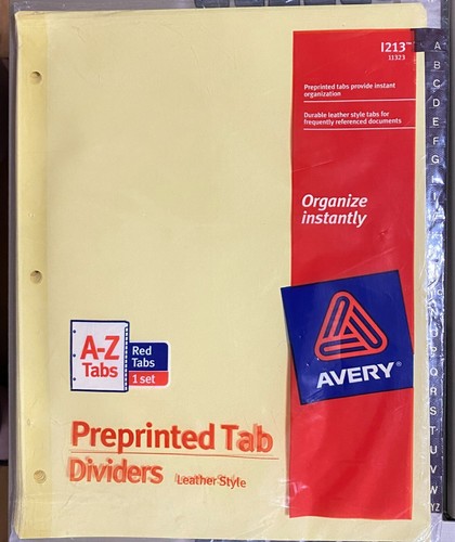 Avery Leather Pre-Printed Tab Dividers, 8.5 x 11 Inches, A-Z (11323 ...