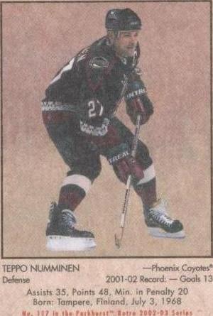 2002-03 In the Game Parkhurst Retro - Teppo Numminen #117 Minis for ...