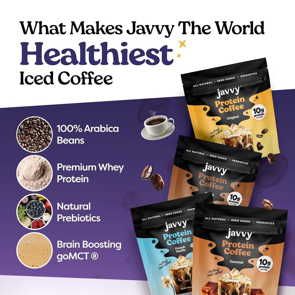 Javy Caramel Protein Coffee - Premium Whey Protein & Instant Iced ...