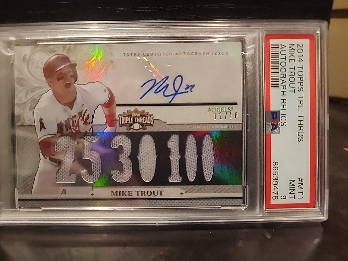 2014 Topps Triple Thread MIKE TROUT Auto Relics 12/18 | eBay