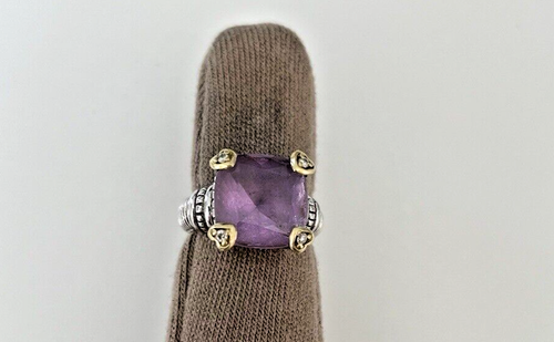Judith Ripka Sterling Silver & 18k Gold Light Purple Amethyst Ring Size ...