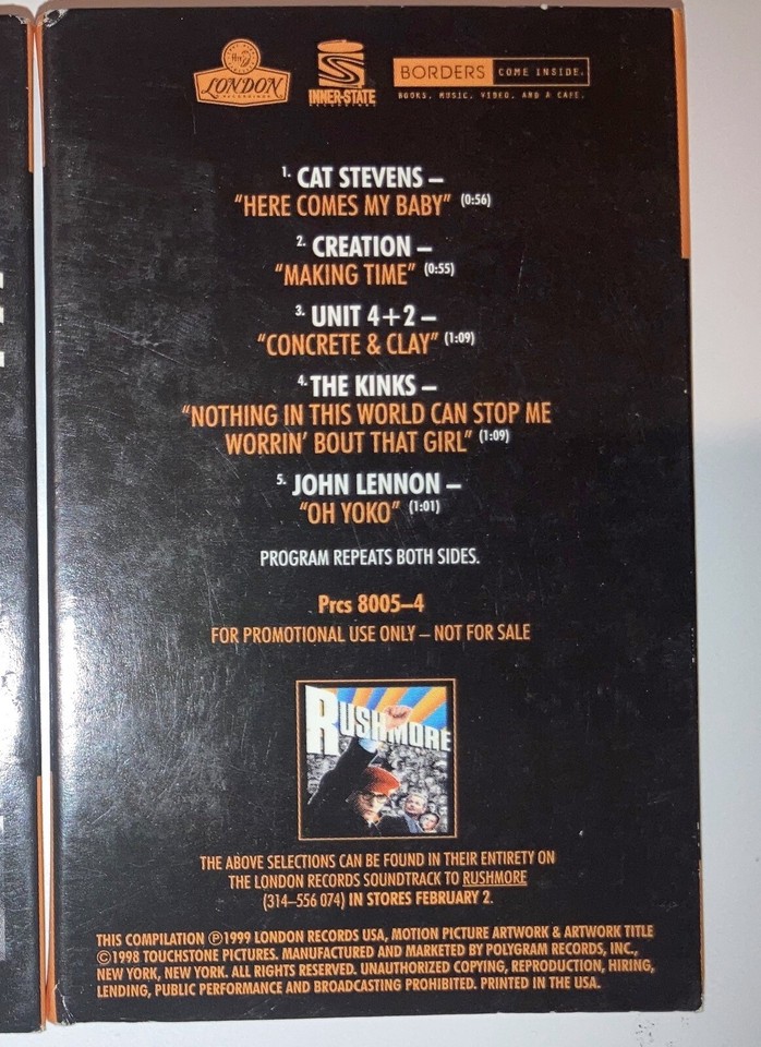 CASSETTE TAPE Rushmore Original Motion Picture Soundtrack Signed By Wes ...