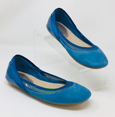 Easy Spirit 360 Womens Turquoise Suede Leather Stretch Comfort Ballet ...