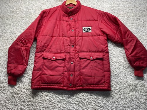 Swingster Vintage Size Large Red Snap Front Puffer Coat Made In USA | eBay