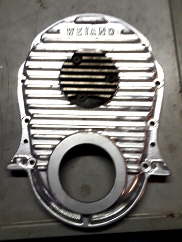VINTAGE Weiand BBC finned aluminum timing cover | eBay