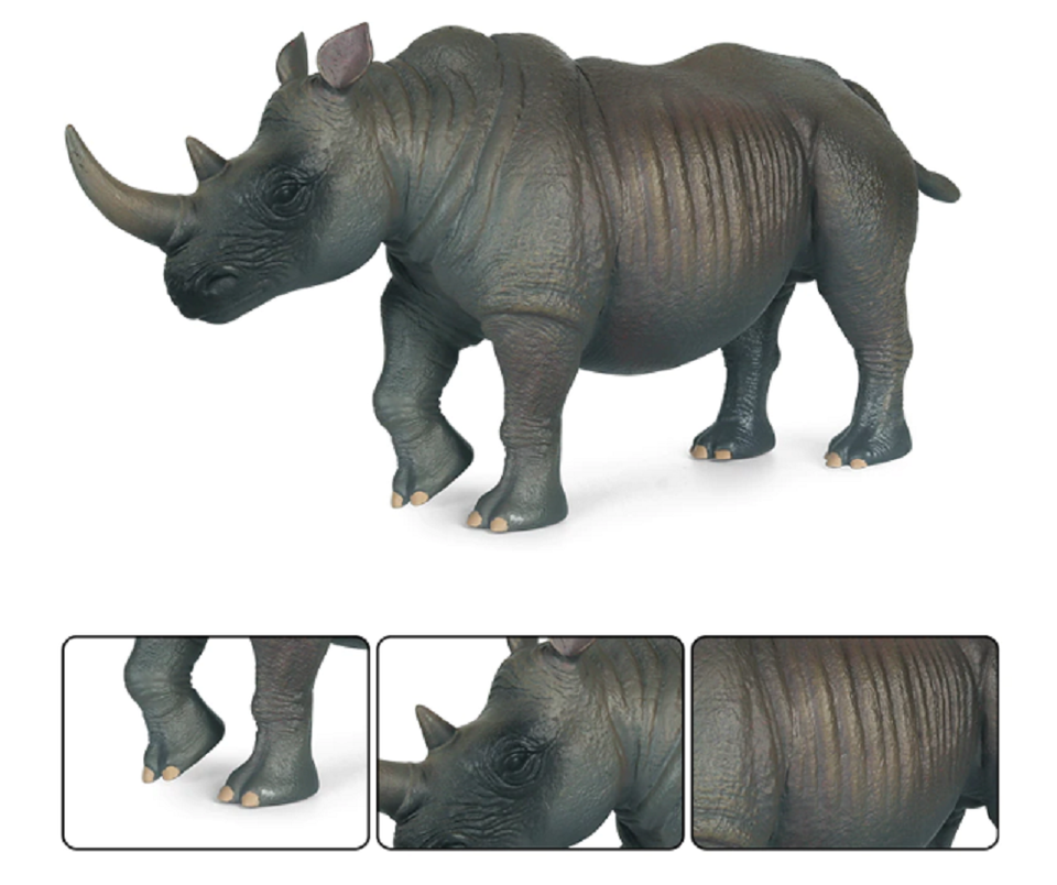13in/33cm Gray Rhinoceros PVC Toy Rhino Wild Animal Figure Doll Kids ...
