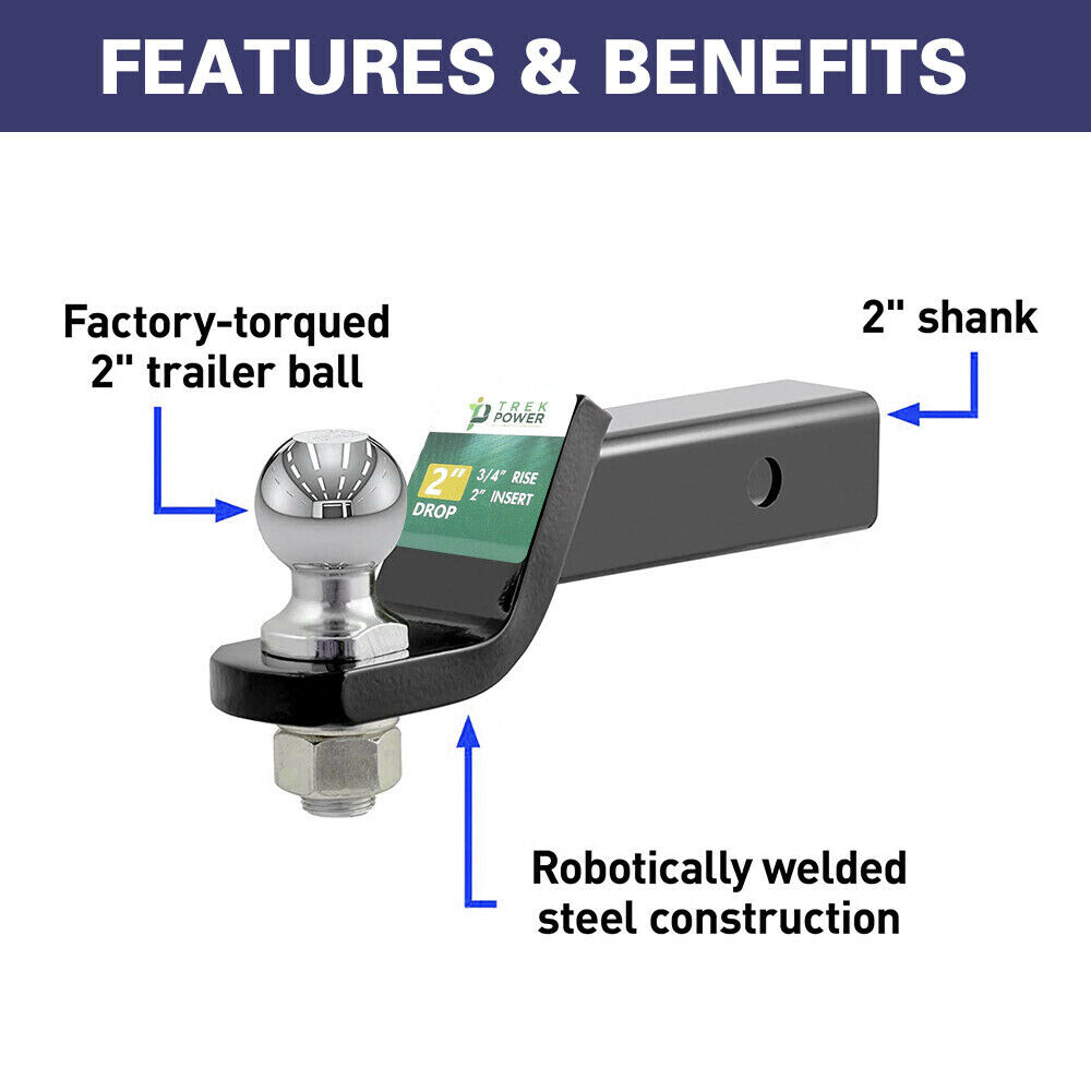 3Pcs/set Trailer Hitch Mount with 2-Inch Ball & Pin Fits 2-Inch ...