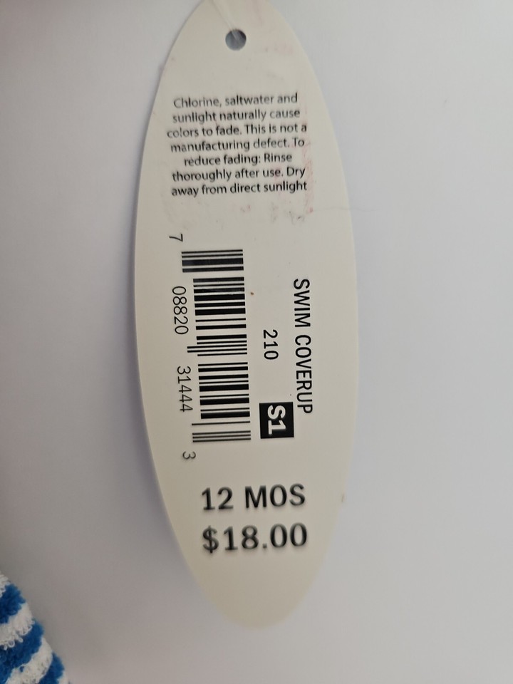 Infant Girls 12m Swim Cover-up NWT Terrycloth Blue Striped Brand New ...