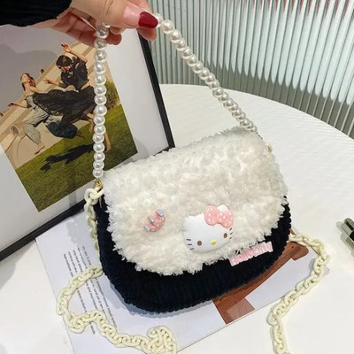 sanrio hello kitty fluffy crossbody handbag pearls backpack purse y2k ...