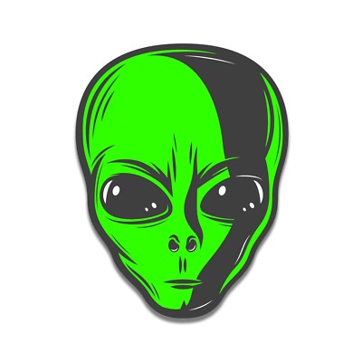 ALIEN HEAD Sticker Decal UFO Space Extra Terrestrial Vinyl Car Bumper ...