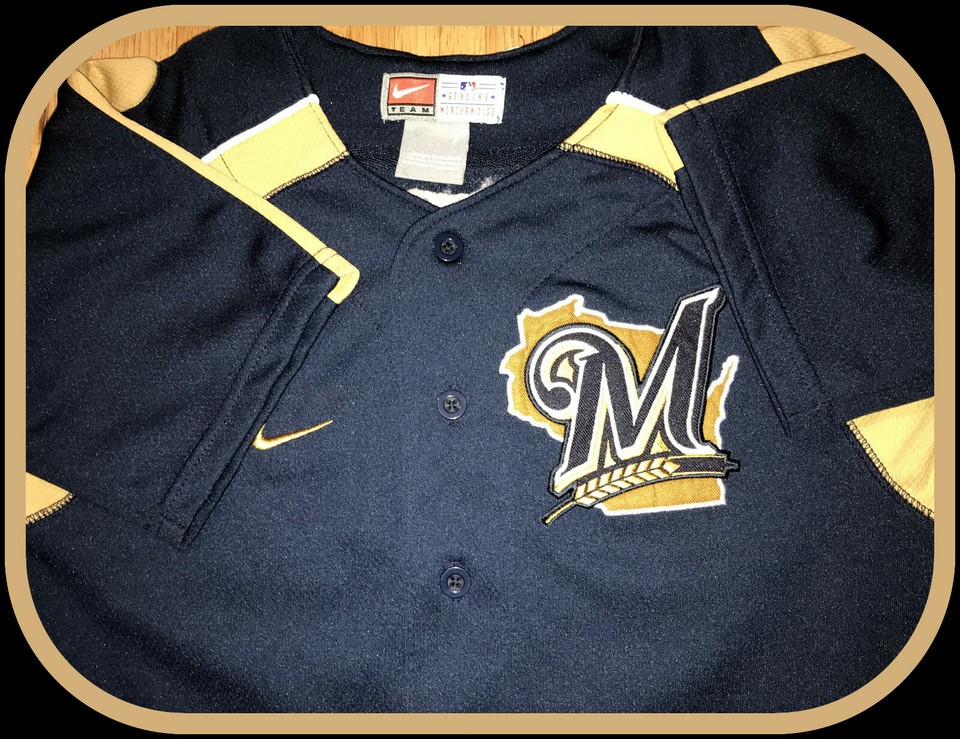 MILWAUKEE BREWERS PRINCE FIELDER STITCHED NIKE JERSEY KIDS SIZE 7 FREE ...