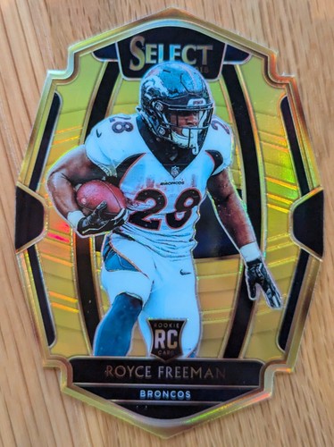 ROYCE FREEMAN 2018 Select Premier Level Gold /10 Die Cut Rookie BRONCOS ...