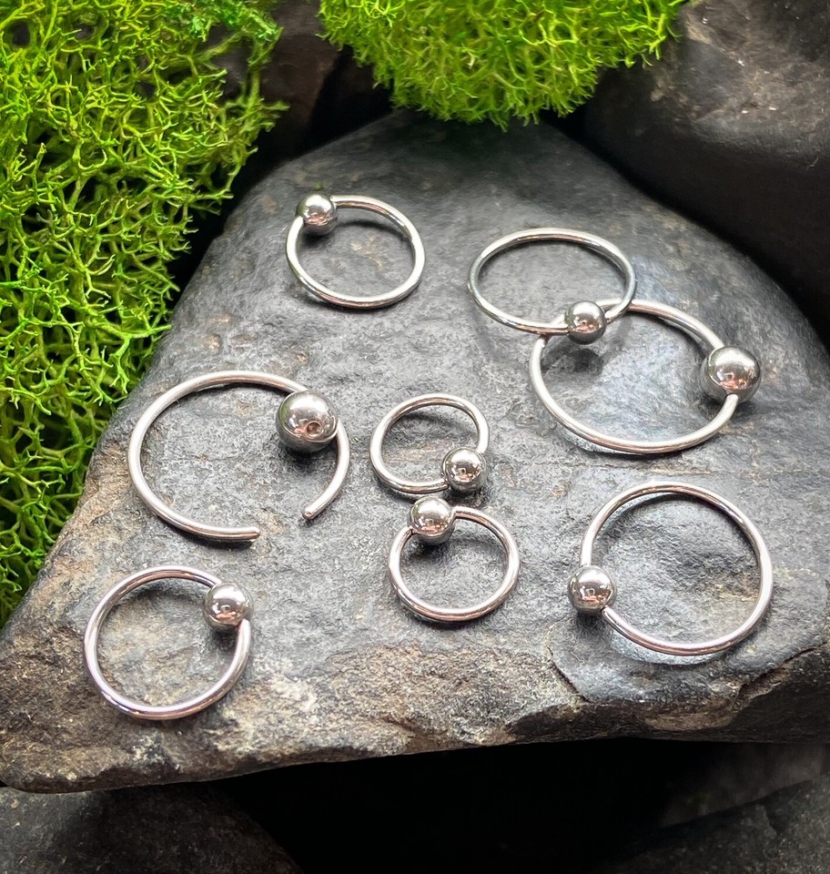 4 PAIR Value Pack 316L Surgical Steel Captive Bead Rings 14g, 16g, 18g ...
