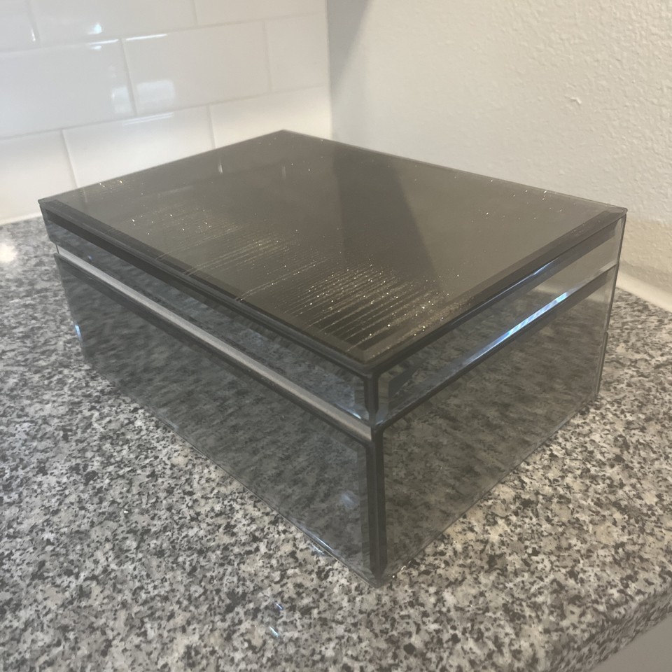 Luxury Mirrored Jewelry Box Beveled Edges-2 Drawers 10.5”L X 7.5” W x 4 ...