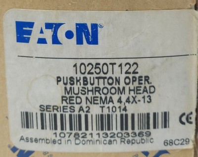 EATON CUTLER HAMMER 10250T122 RED Momentary Mushroom Head Pushbutton ...
