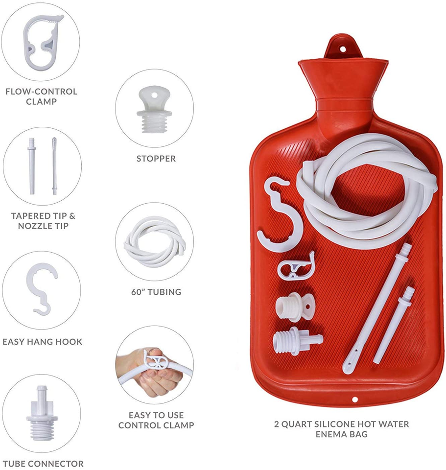 Enema Bag Kit 2 Quart Home Water & Coffee Colon Cleansing Kit BPA Free ...