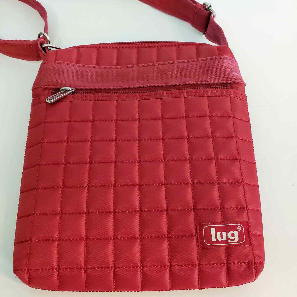 LUG Quilted Crossbody Bag Red Nylon Travel RFID Handbag Shoulder Purse ...
