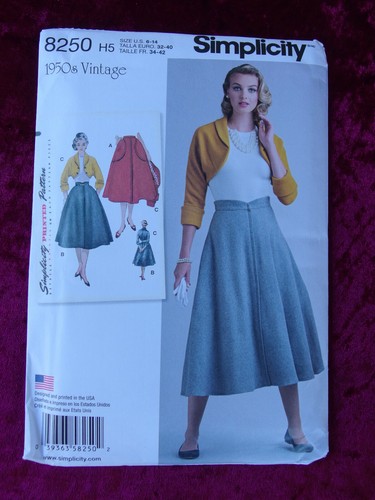 Simplicity Sewing Pattern 8250 Vintage 1950s H5 Size US 6-14 TALLA EURO ...