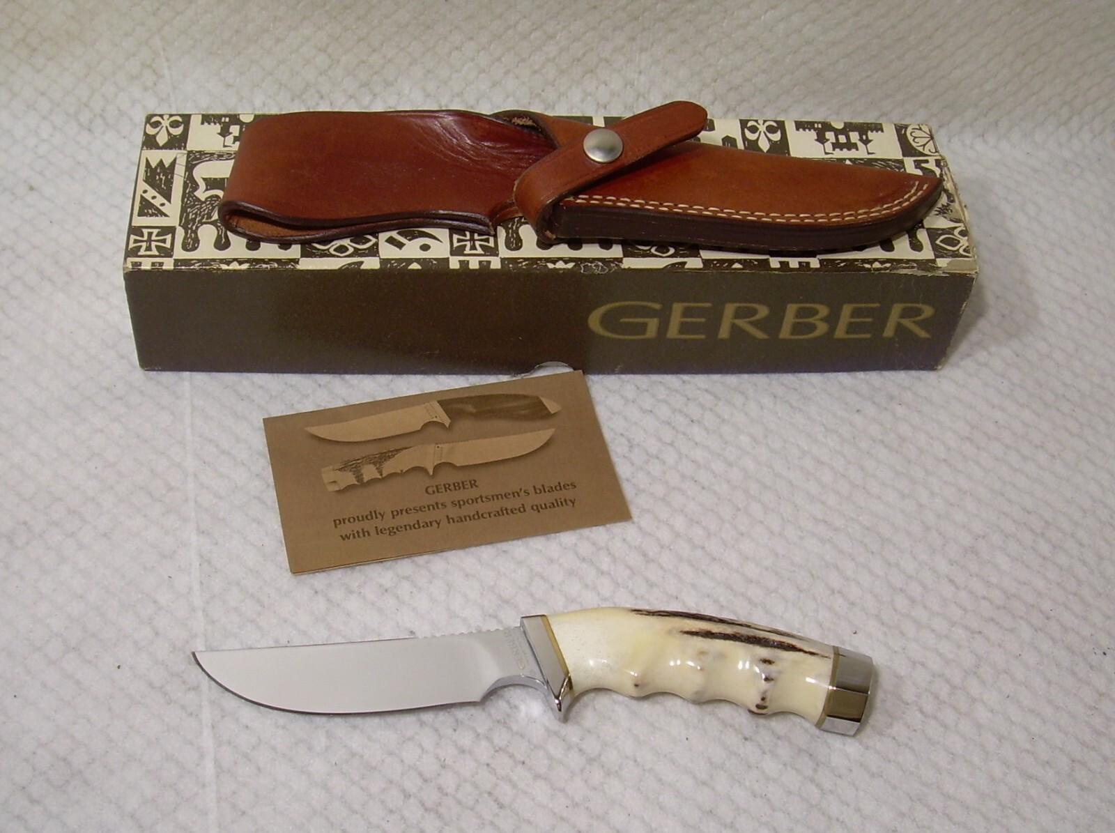 Vintage Gerber custom handcrafted hunting knife with Sambar stag handle ...
