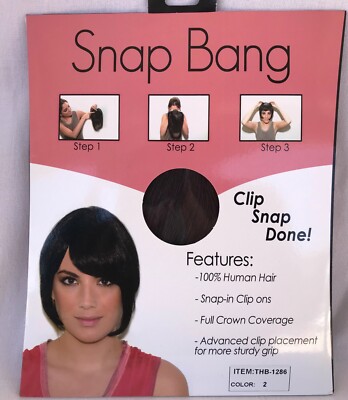 Snap Bang 100% Human Hair color #2 [Dark Brown ] Full Crown Coverage | eBay
