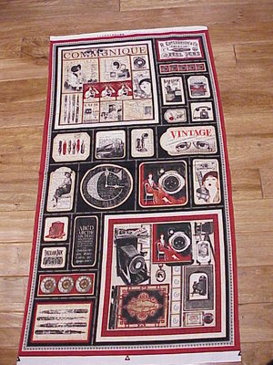 Communique cotton sewing quilting fabric panel w vintage phones ...