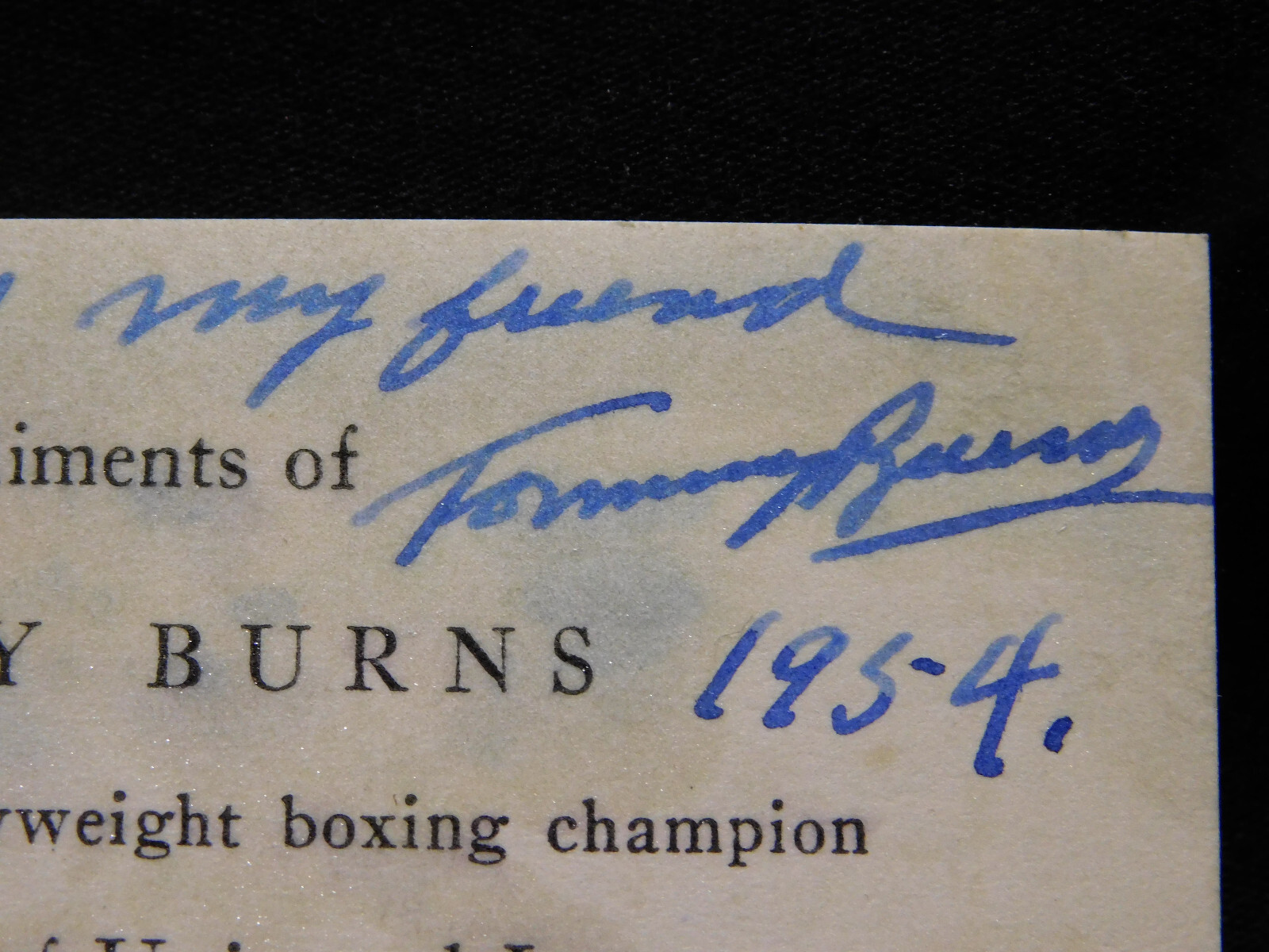 Tommy Burns Autograph Business Card BibleVerse *1 Part of a big ...
