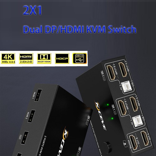 HDMI Splitter Switch 2X1 Dual DP/HDMI KVM Switch game Internet Splitter ...