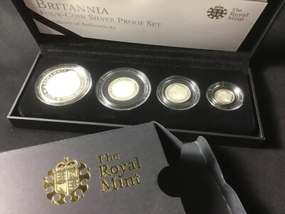2010 SILVER PROOF BRITANNIA 4 COIN COLLECTION. Boxed. Case. COA. | eBay UK